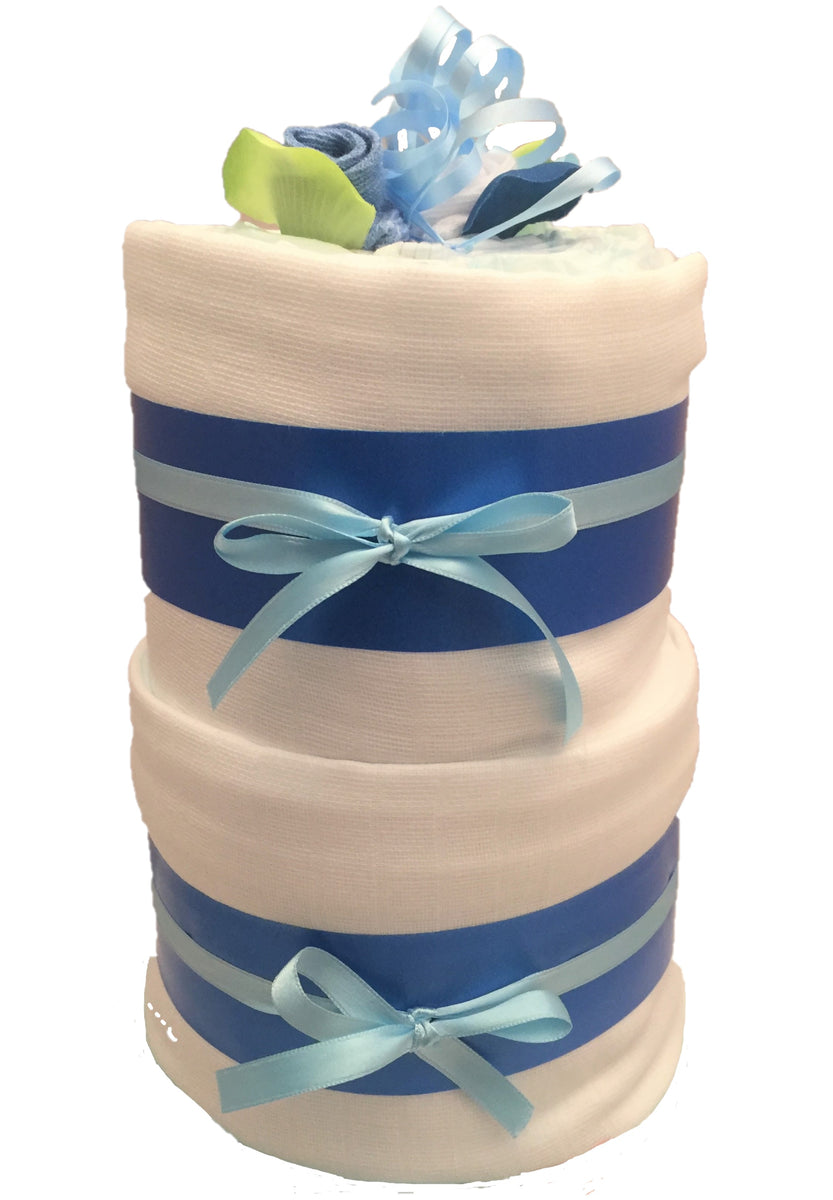 Beautiful Blossom Nappy Cake - 2 Tier Blue – www.nappycakes.ie