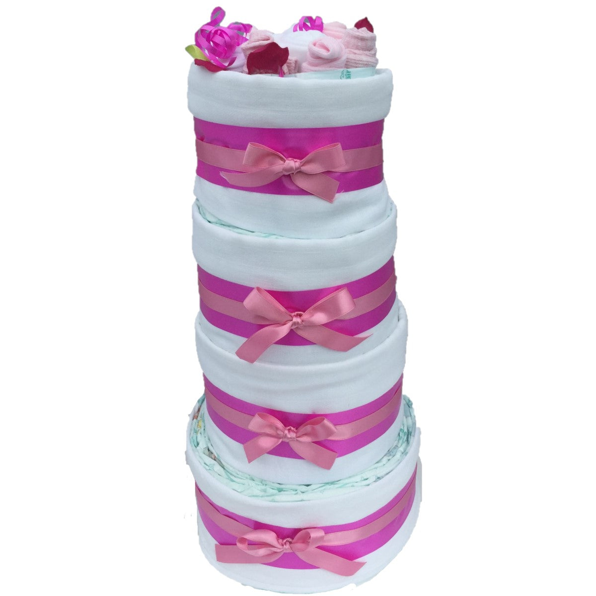 Pink Beautiful Blossom Nappy Cake - 4 Tier – www.nappycakes.ie
